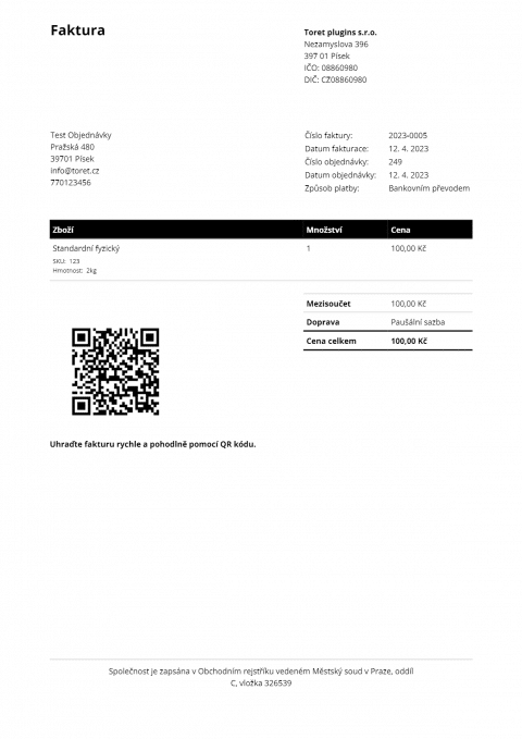 Jak přidat QR kód na fakturu z PDF Invoices & Packing Slips for WooCommerce
