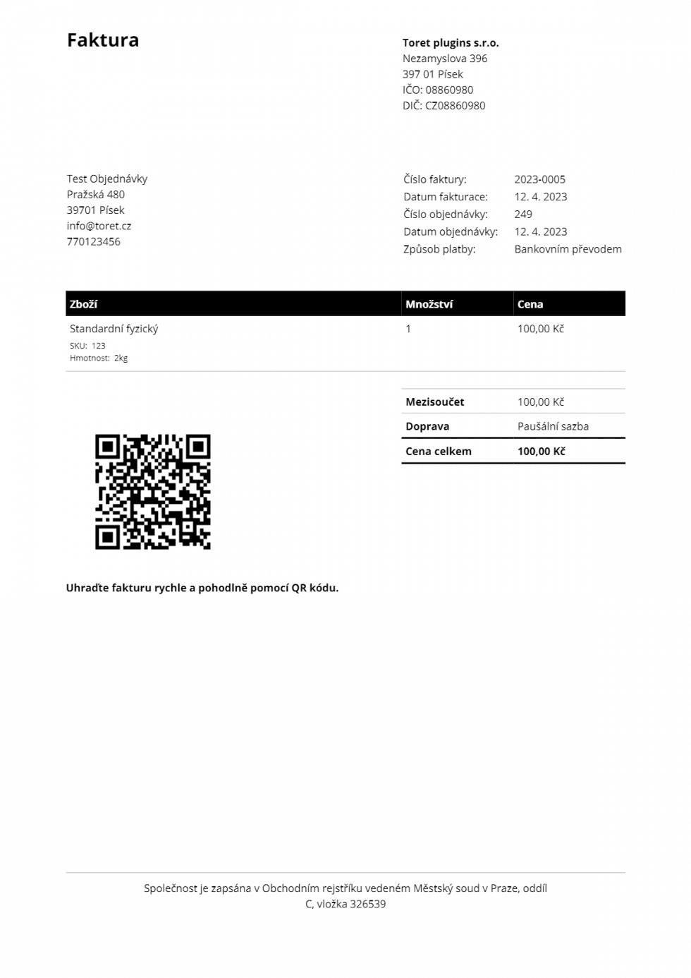 Jak přidat QR kód na fakturu z PDF Invoices & Packing Slips for WooCommerce
